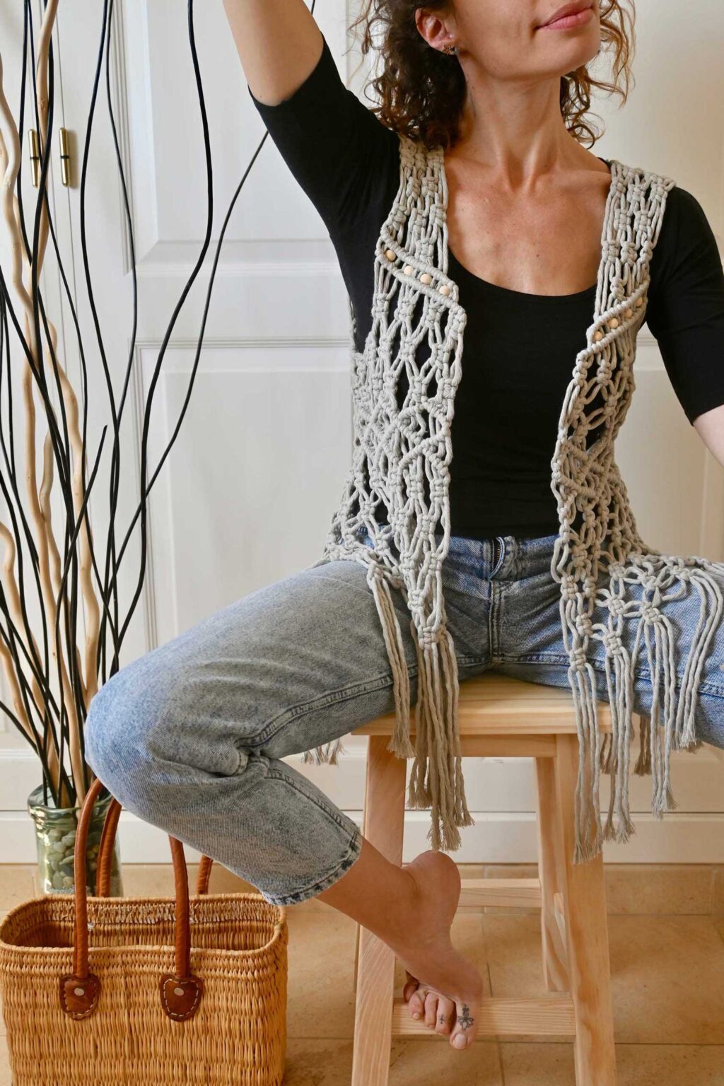 Chaleco en macramé patrón descargable - drawingknots