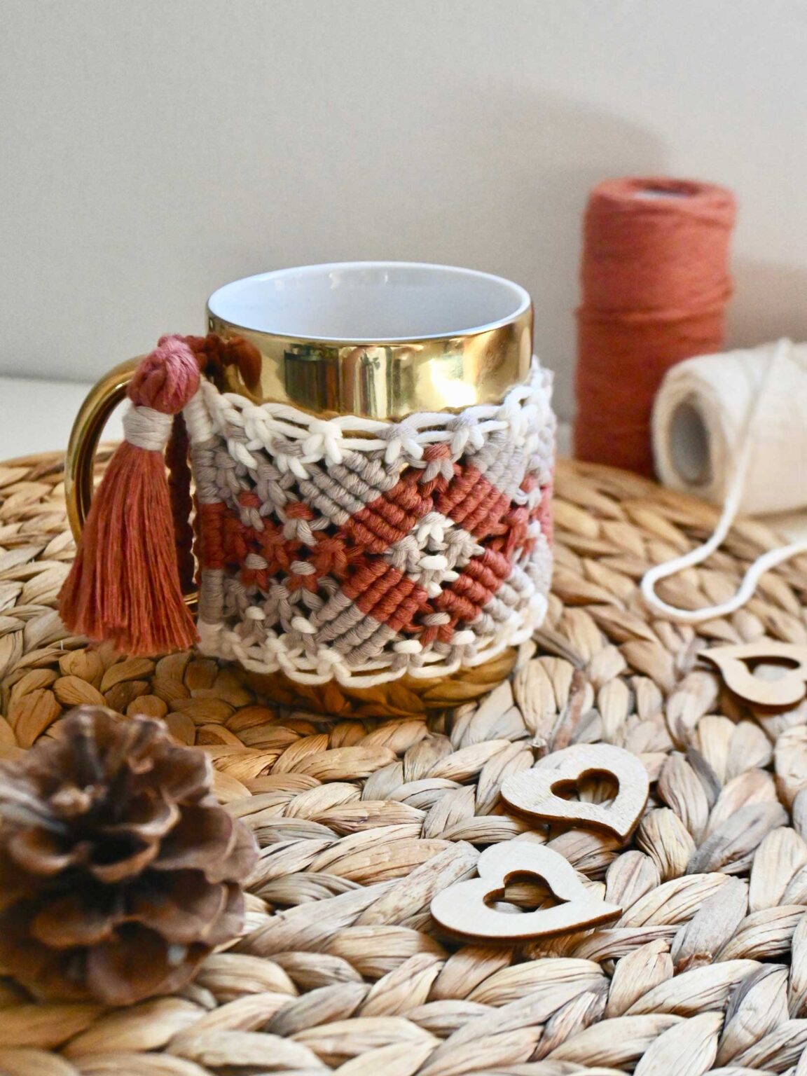 Patrón de macramé descargable Cubre Tazas - drawingknots