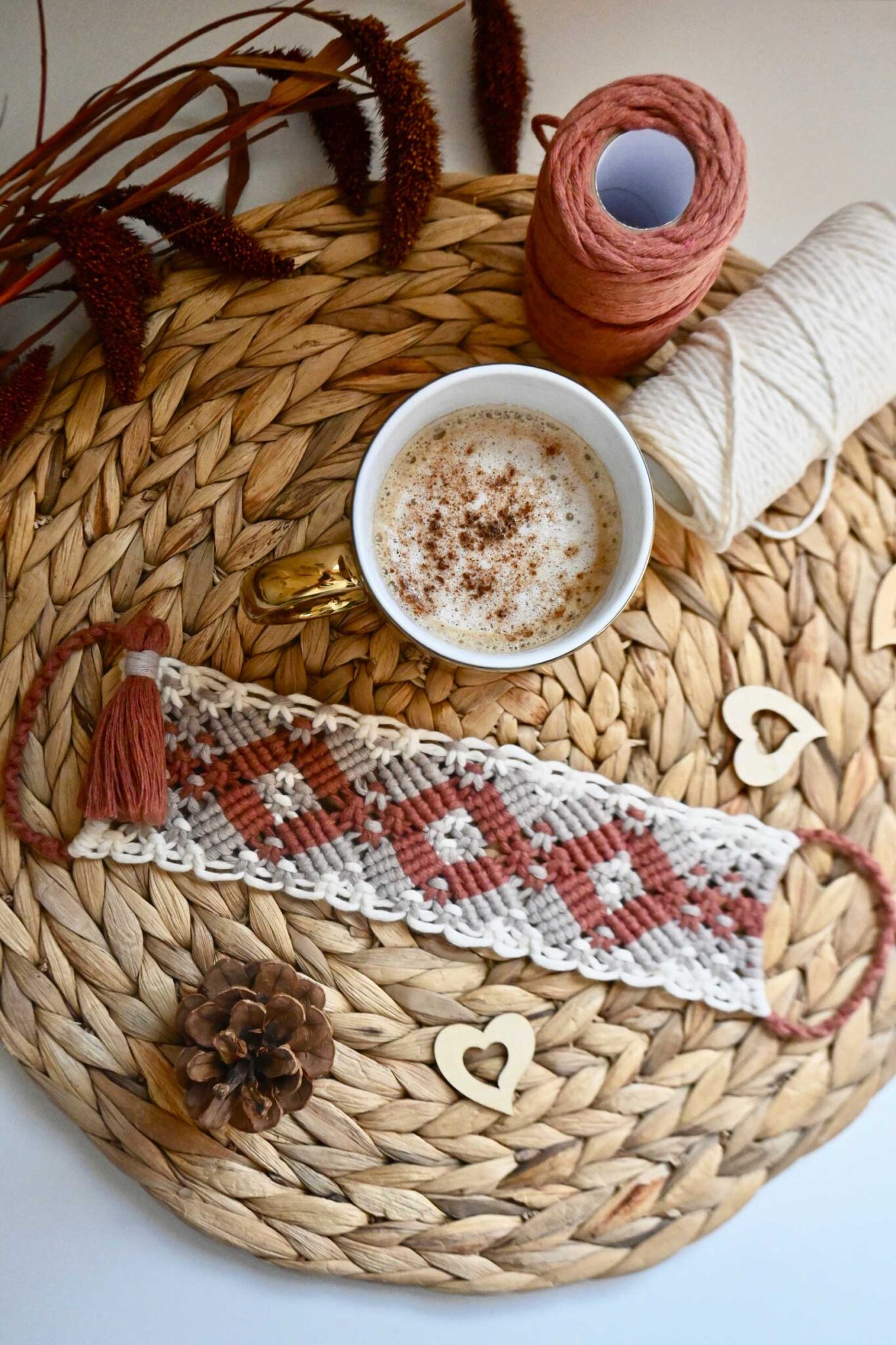 Patrón de macramé descargable Cubre Tazas - drawingknots